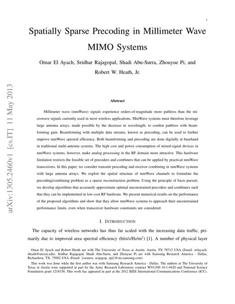 pdf spatially sparse precoding in millimeter wave mimo systems