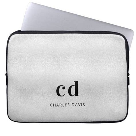 Silver Monogram Initails Name Minimalist Metal Laptop Sleeve Zazzle