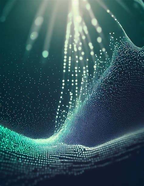 Premium Photo Digital Particles Floating Wave Form In The Abyss