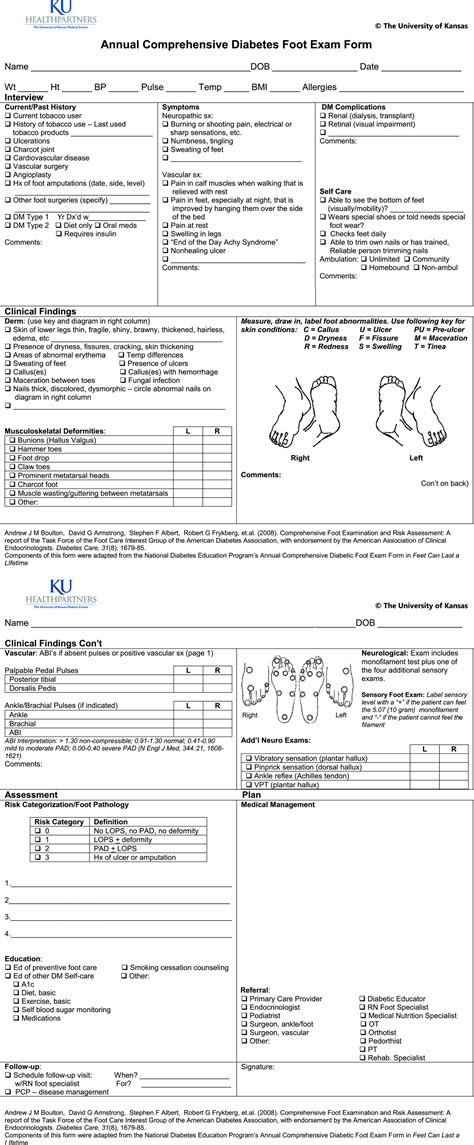 Diabetic Foot Exam Template