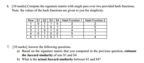 Solved 6 10 Marks Compute The Signature Matrix With