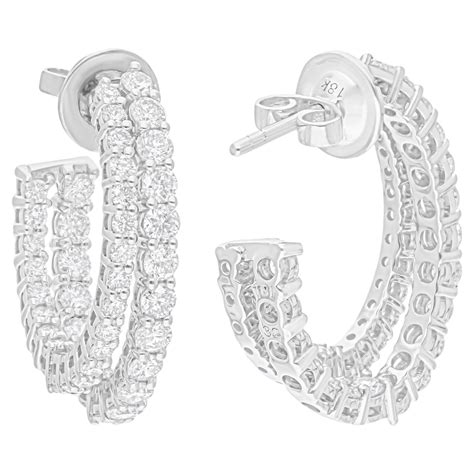 105 Carat Sih Round Brilliant Cut Diamond Hoop Earrings 18 Karat
