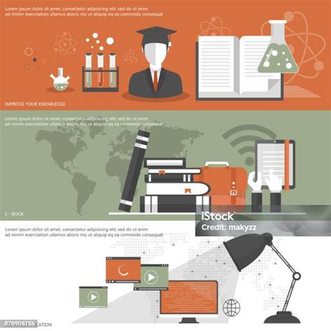 교육 배너입니다 에 선 학습 자습서 전문 교육 평면 벡터 일러스트 레이 션 개념에 대한 스톡 벡터 아트 및 기타 이미지 개념 개념과 주제 개발 Istock