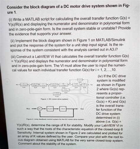 solved consider the block diagram of a dc motor drive system shown in