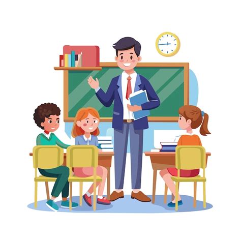 Учитель преподает в классе векторная иллюстрация Премиум векторы