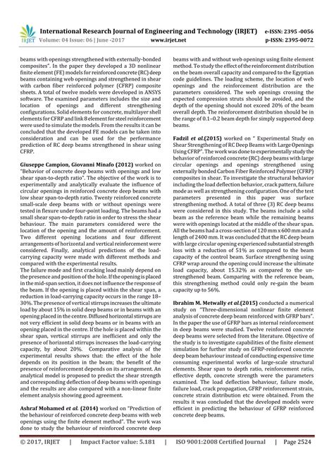 Review On Shear Strengthening Of Rc Deep Beams With Openings Pdf