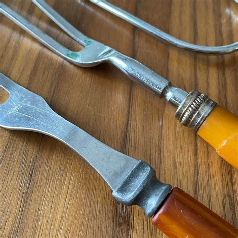 Bakelite Meat Cutting And Serving Forks Vintage Vintage Etsy