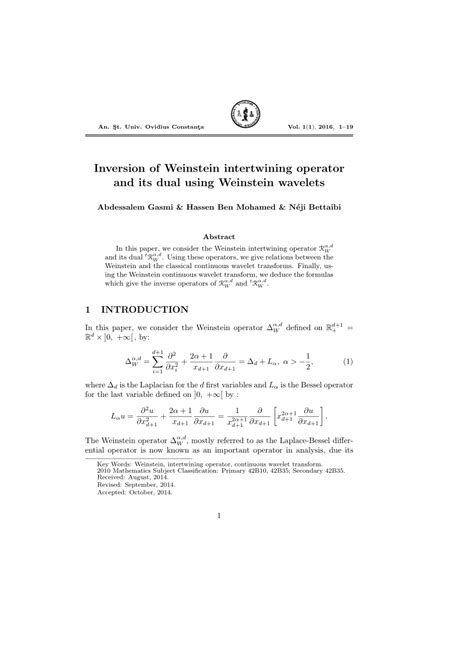Pdf Inversion Of Weinstein Intertwining Operator And Its Dual Using