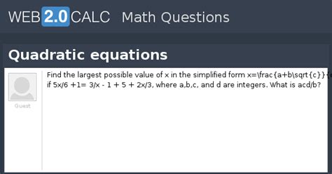 View Question Quadratic Equations