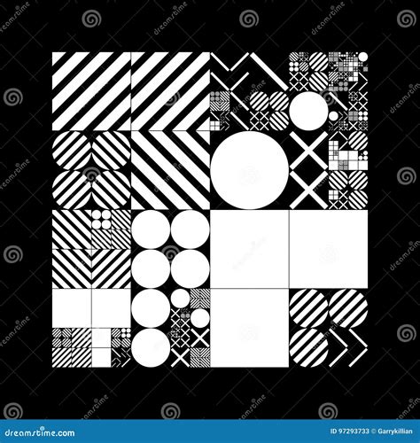 Subdivided Grid System With Symbols Randomly Sized Objects With Fixed Space Between Stock