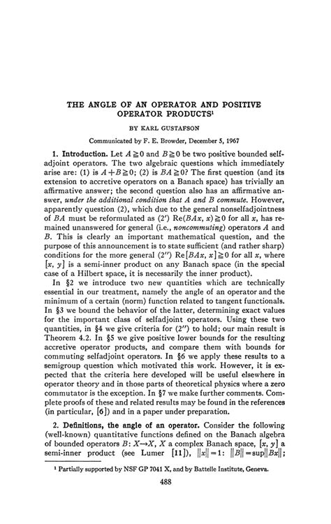 Pdf The Angle Of An Operator And Positive Operator Products