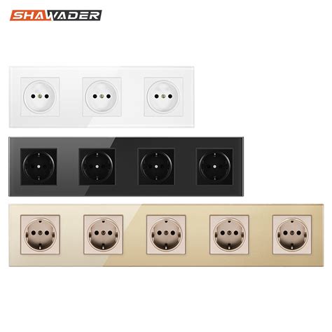 Wall Power Socket Tempered Crystal Glass Panel 16a Vicedeal