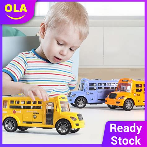 Car Toy Friction Power School Bus Model Can Open The Door To Simulate