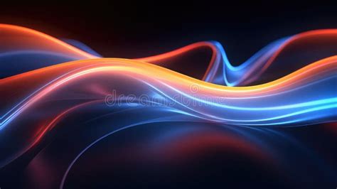 Abstract Blue And Red Wavy Lines On Black Background 3d Render Generative Ai Stock Illustration