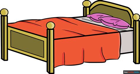 Simple Bed Drawing How To Draw A Bed Really Easy Drawing Tutorial