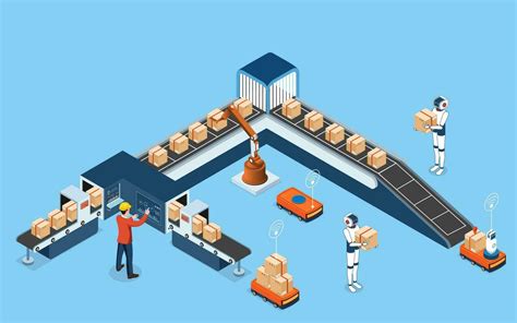 3d Isometric Automated Warehouse Robots And Smart Warehouse Technology