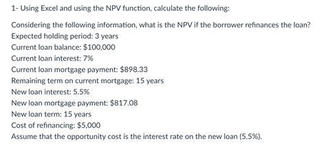 Solved Using Excel And Using The NPV Function Calculate Chegg