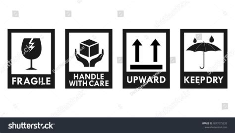 Fragile Package Icons Set Handle Care Stock Vector Royalty Free 1877075335 Shutterstock