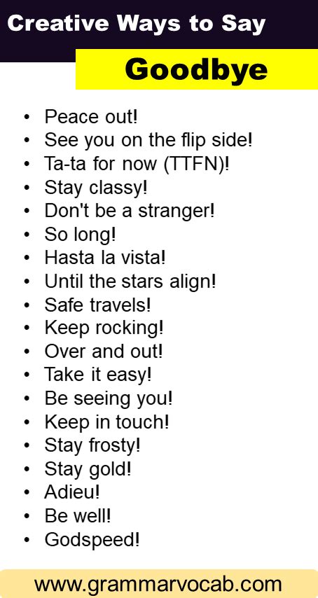 Fancy Ways To Say Goodbye