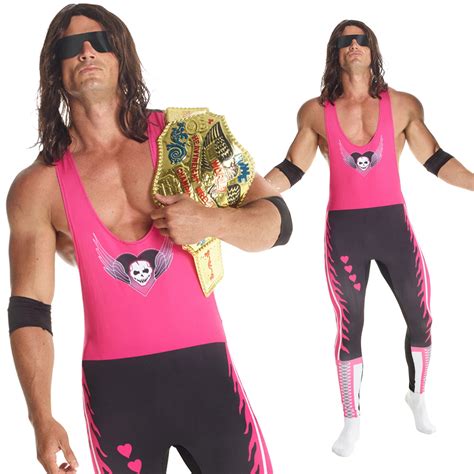 Morph Wwe Bret The Hitman Hart Mens Wrestling Costume With Wig
