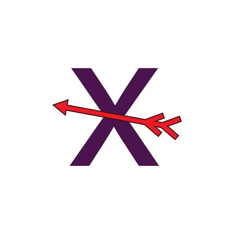 An Arrow Pointing To The X Symbol On A White Background Vector Art At Vecteezy