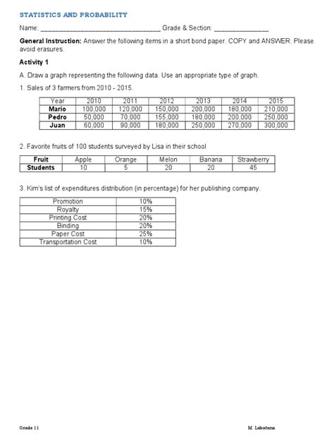 Activity Module In Stat And Prob Pdf Pdf