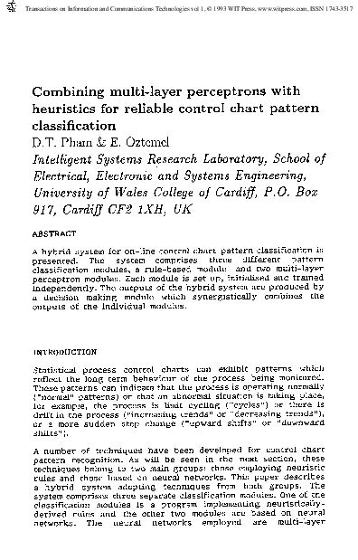 Pdf Hybrid System For Control Chart Pattern Classification