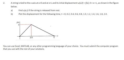 solved 2 a string is tied to the x axis at x 0 and at xl