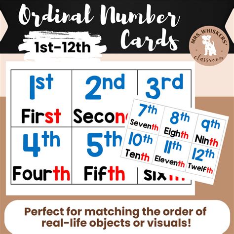 Ordinal Number Cards 1st 12th In 2024 Number Cards Ordinal Numbers
