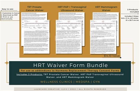 Hrt Waiver Form Bundle Trt Prostate Cancer Waiver Mammogram Waiver Pap
