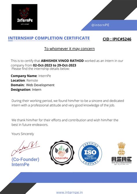 Webdevelopment Intern Internship Abhishek Rathod