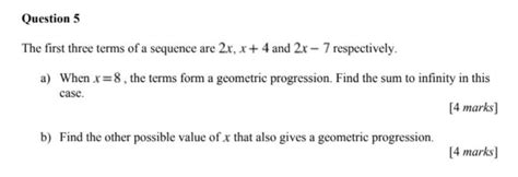 solved question 5 the first three terms of a sequence are