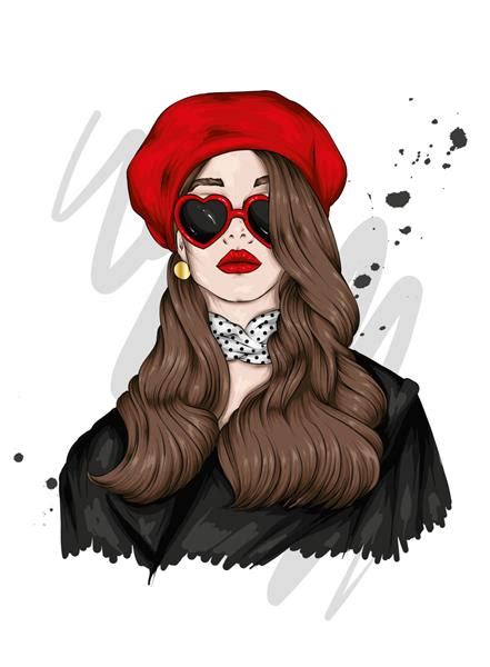 دختر زیبا با ژاکت و عینک شیک لباس و اکسسوری مد و استایل 1615478