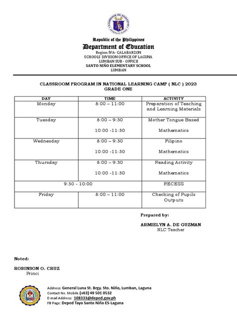 snes nlc classroom program pdf