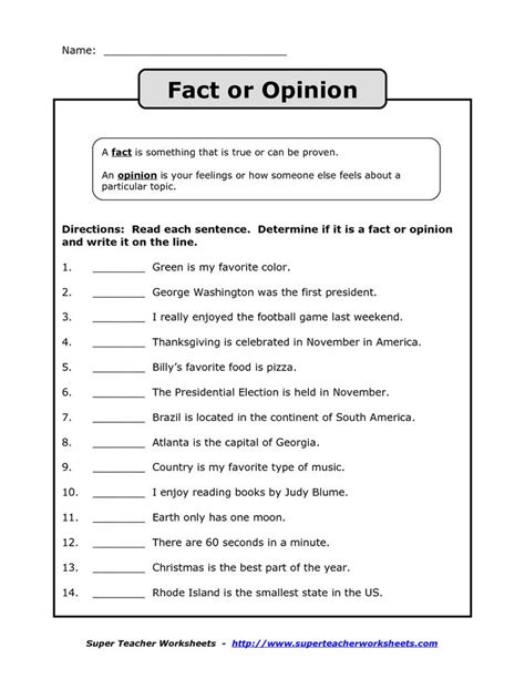 Fact Vs Opinion Worksheet Cbt