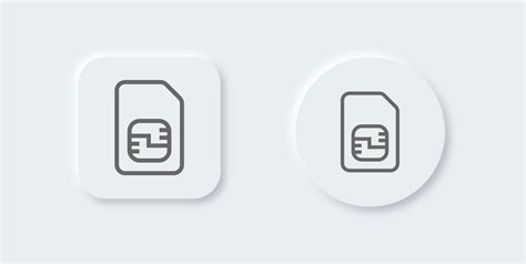Sim Card Line Icon In Neomorphic Design Style Chips Signs Vector