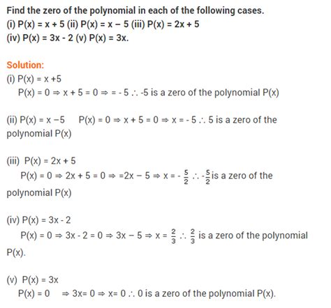 NCERT Solutions For Class Maths Chapter Polynomials Ex