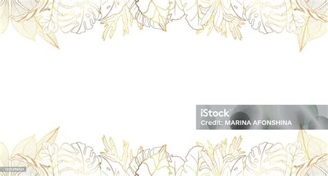 식물 라인 골드 프레임은 반짝이는 수평입니다 텍스트에 배치합니다 빛 아름다운 배경에 가지와 잎을 얽혀 배경색은 흰색입니다 벡터 그림입니다 소용돌이 모양에 대한 스톡 벡터