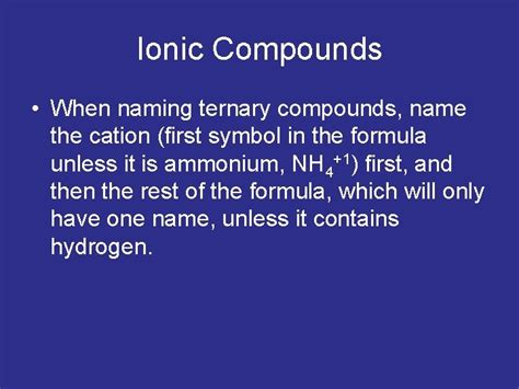 Nomenclature Chapter 5 Classifying Binary Compounds Compounds Containing