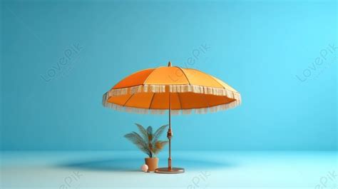 복사 공간이 있는 Blue Beach Umbrella 배너의 3d 렌더링 여름 휴가에 적합 간이 배경 완벽한 여름 배경