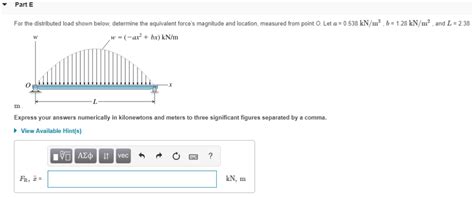 solved part e for the distributed load shown below