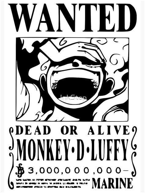 Luffy Wanted Poster Black Vector No Background Art Print For Sale