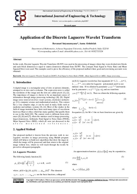 Pdf Application Of The Discrete Laguerre Wavelet Transform