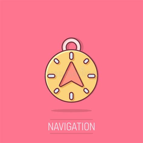 Compass Icon In Comic Style Navigation Equipment Cartoon Vector