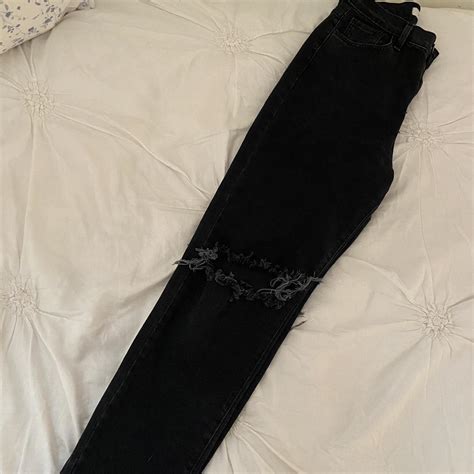 Black Distressed Mom Jeans From Gray Bandit Size Depop