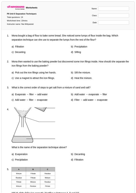50 Separation Techniques Worksheets For Year 8 On Wayground Free
