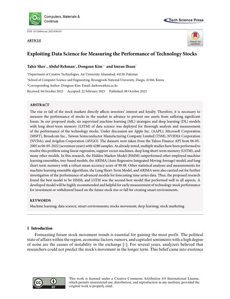 Pdf Exploiting Data Science For Measuring The Performance Of Technology Stocks