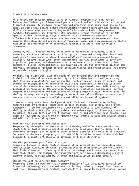 Finance Interview Questions Pdf Goal Strategic Planning