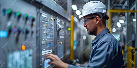 Premium Photo Monitoring Control Panel In An Industrial Setting A Day