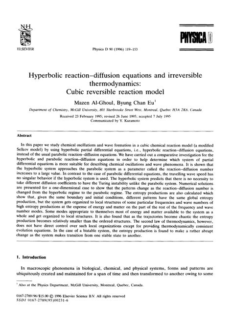 Pdf Hyperbolic Reaction Diffusion Equations And Irreversible
